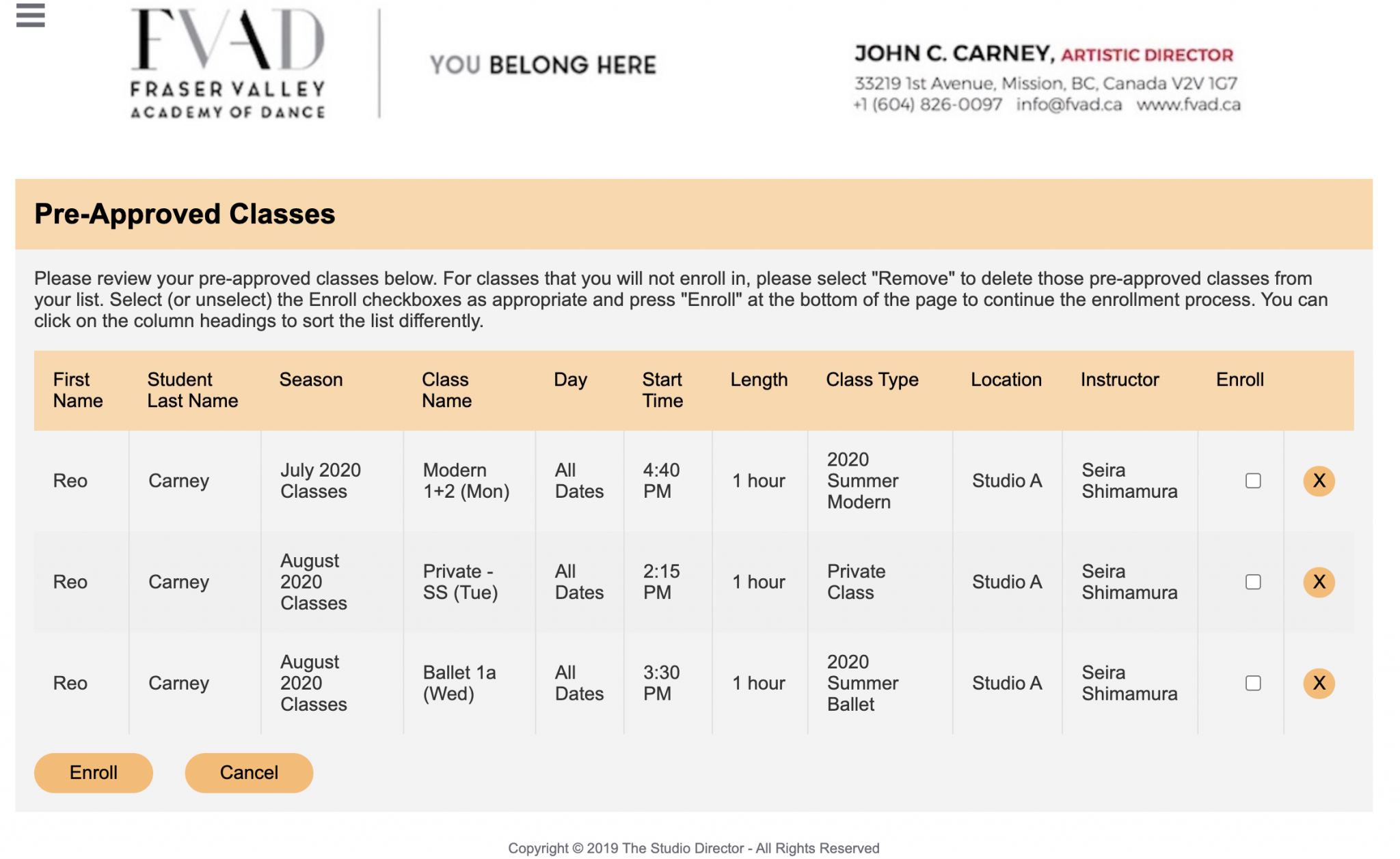 How to enrol in date-specific classes - one step at a time