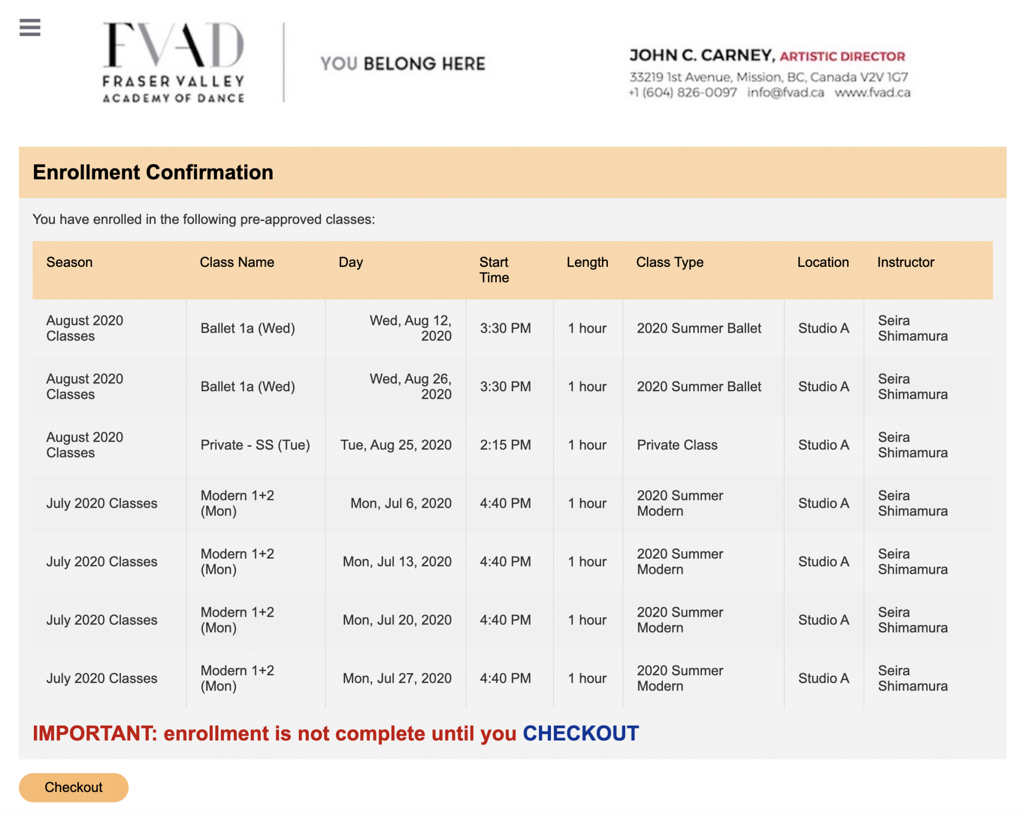 How to enrol in date-specific classes - one step at a time